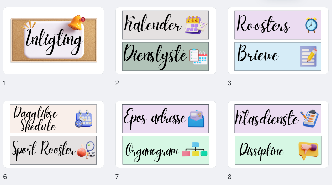BULLETIN BOARD LABELS SET 1 (Afrikaans) – Teacher-mom's Desk