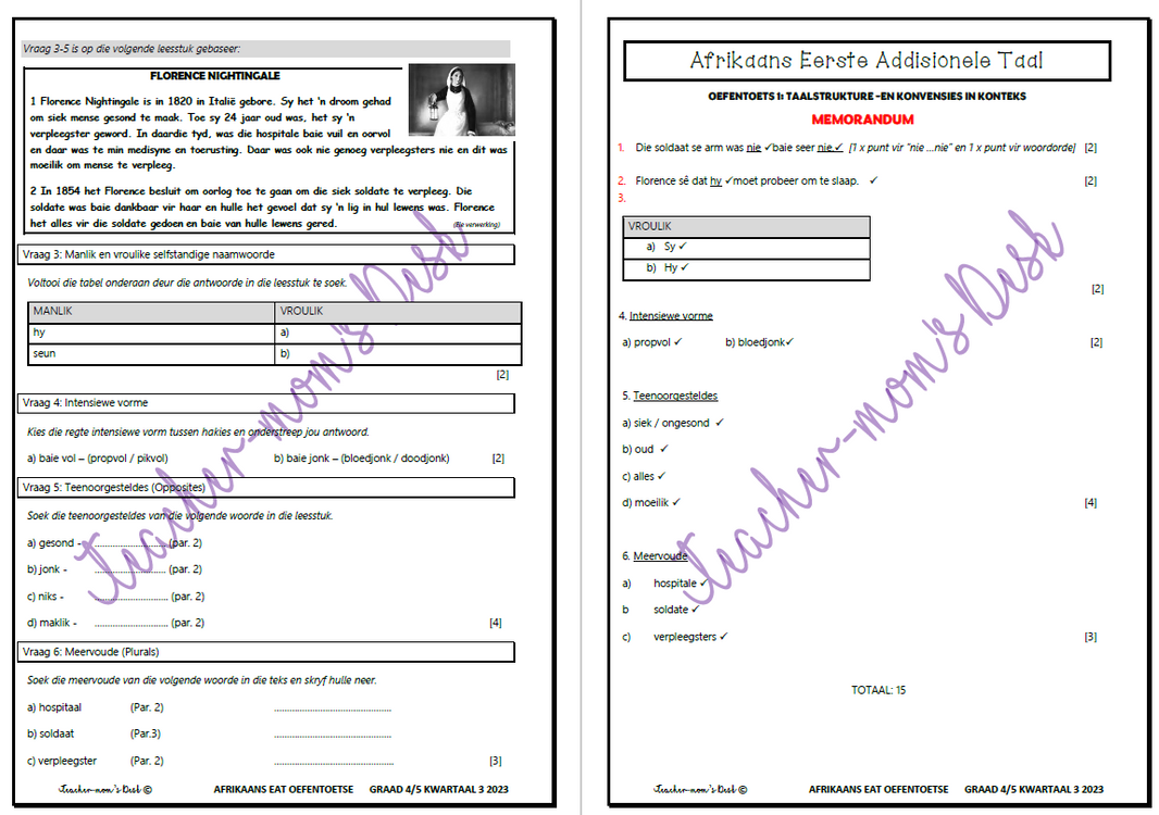 AFRIKAANS FAL GRAAD 4 – Teacher-mom's Desk